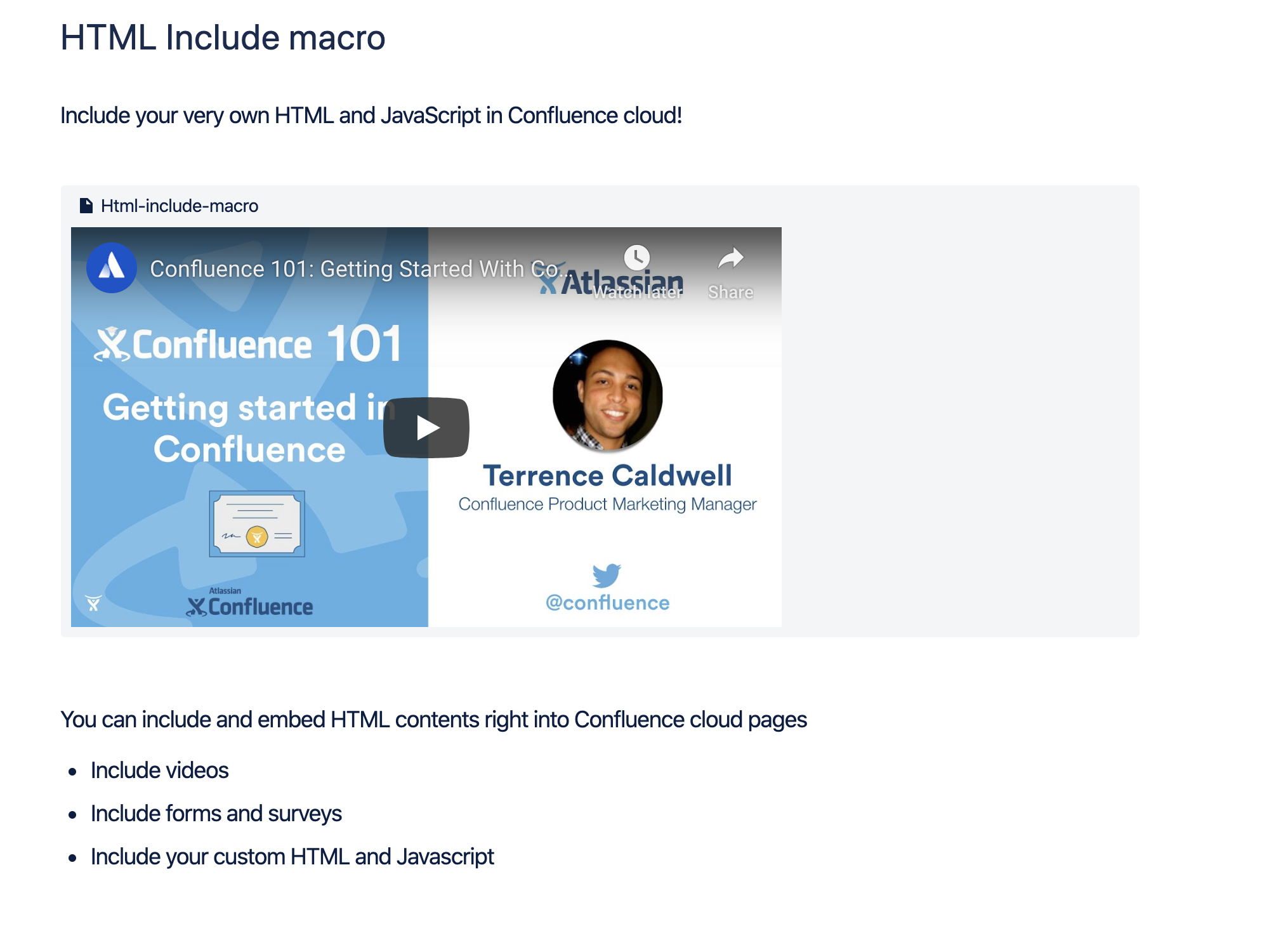 HTML and Markdown include macros for Confluence Cloud | Atlassian ...