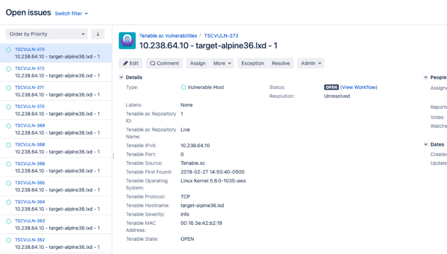 Tenable Plug-in for Jira | Atlassian Marketplace