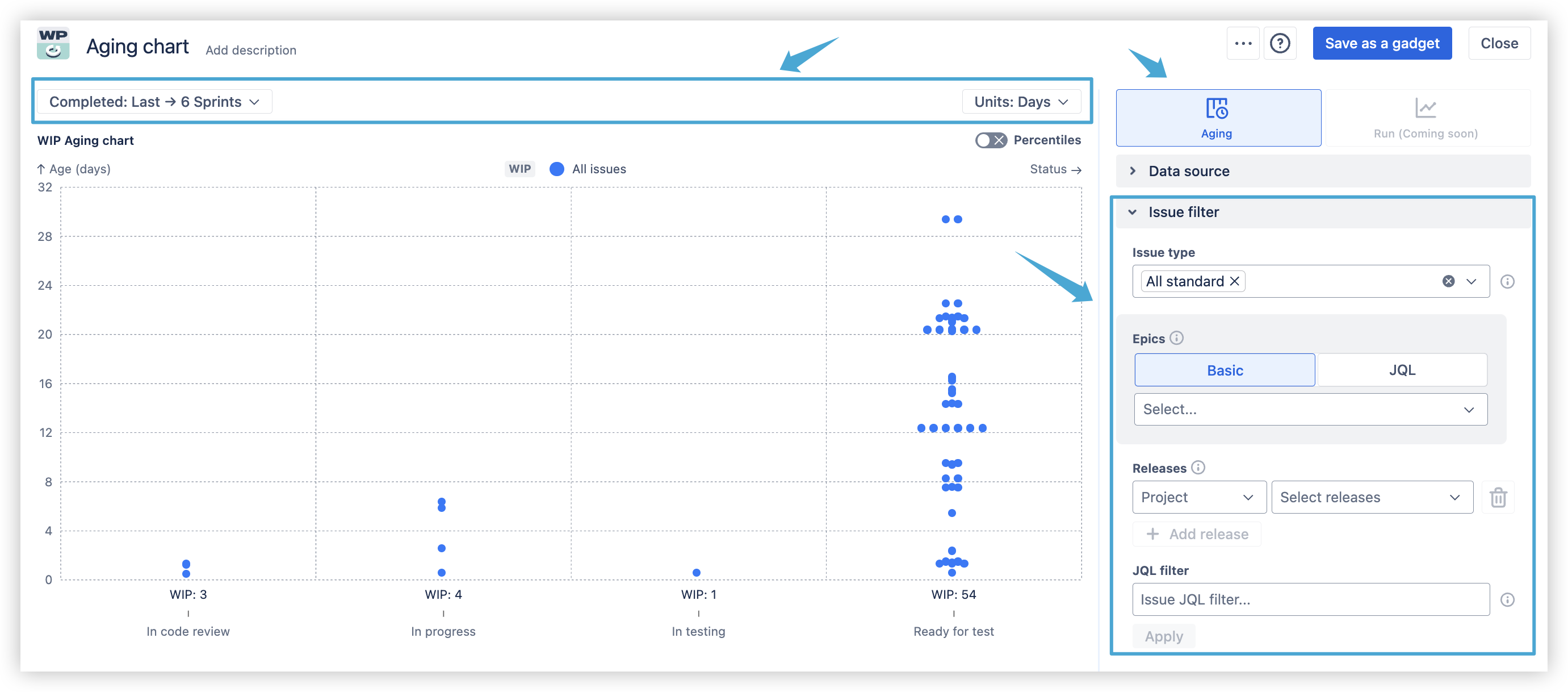 Agile WIP aging charts for Jira Dashboard (Gadgets Reports) | Atlassian Marketplace